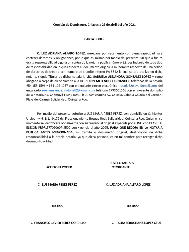 Carta Poder para Recoger Documento en Notaría | PDF