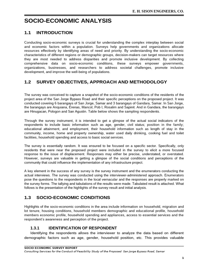 Socio-Economic Analysis: 1.3.1 Identification of Respondent | PDF