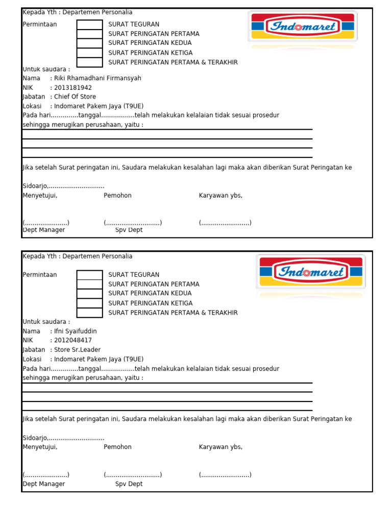 FORM SP Personil Pakem Jaya T9UE | PDF