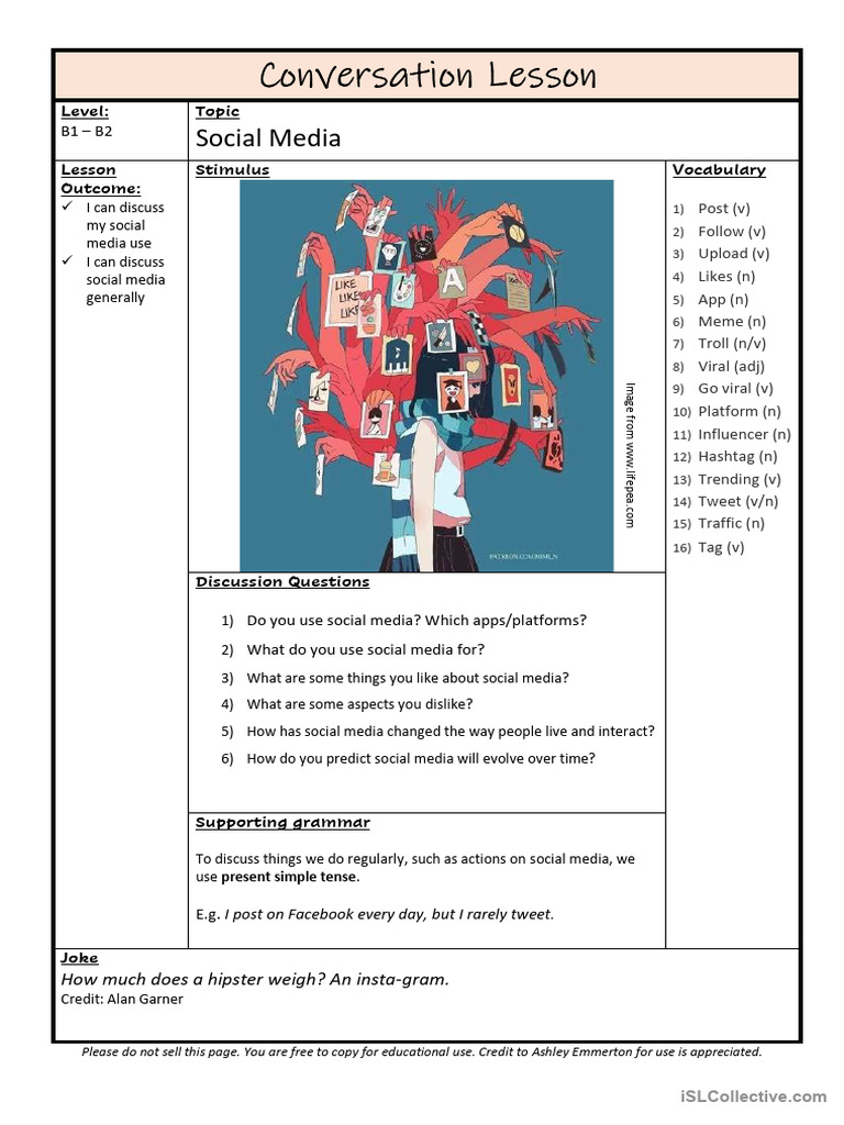 Conversation Lesson - Social Media | PDF | Popular Culture & Media ...