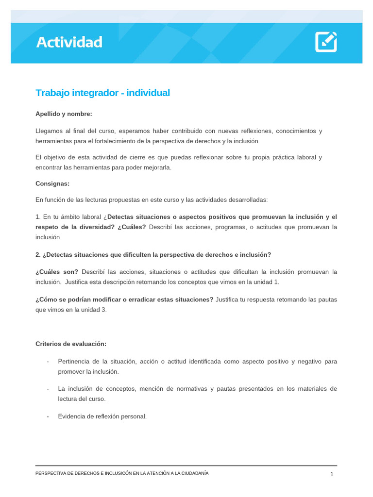 Consigna de Trabajo Integrador | PDF
