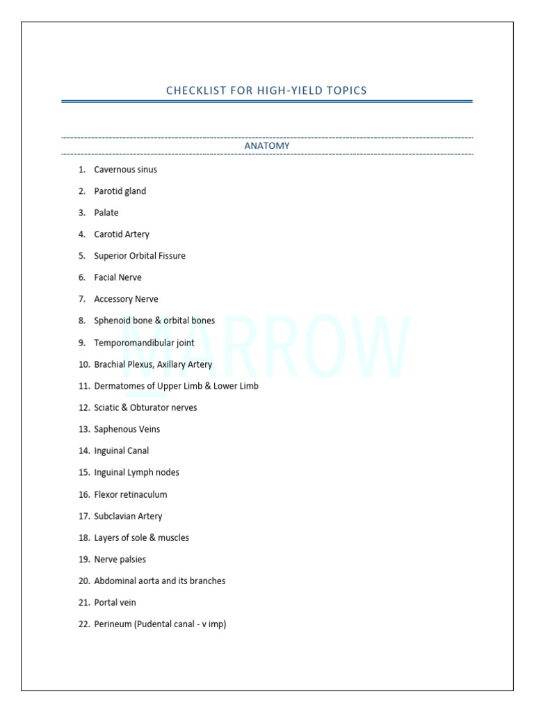 High Yeild Topics | PDF