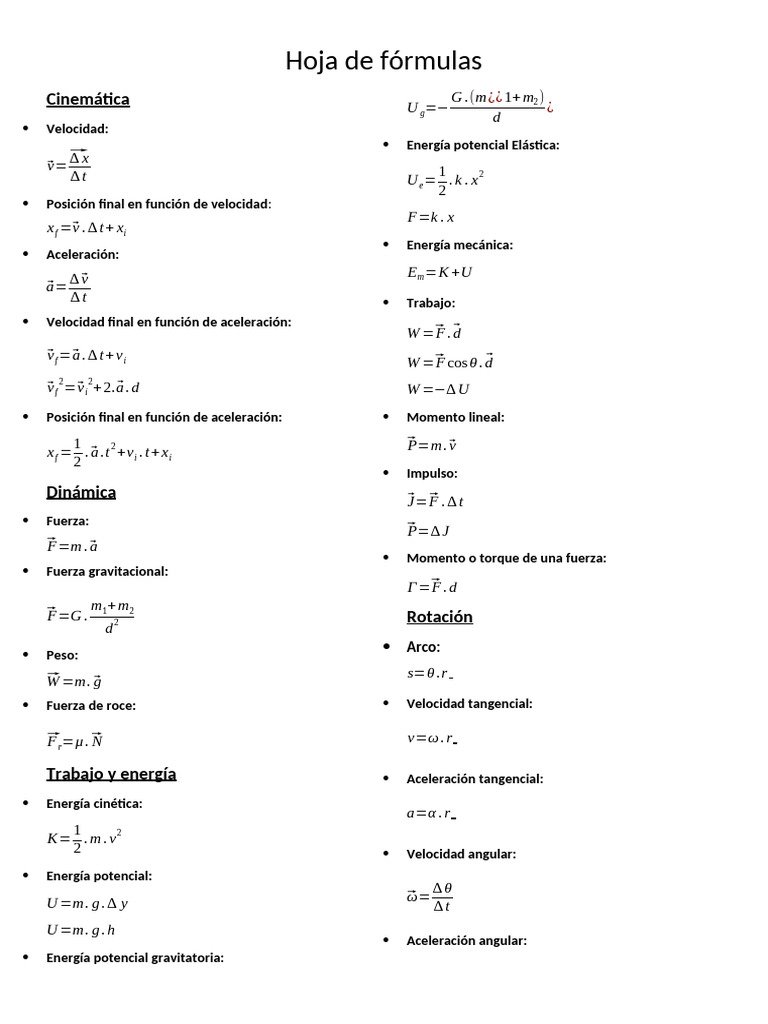 Fórmulas Básicas de Física | PDF | Engenharia Mecânica | Quantidades ...