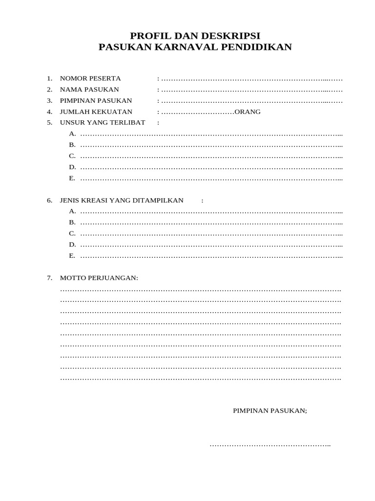 Deskripsi Tim Karnaval Pendidikan | PDF