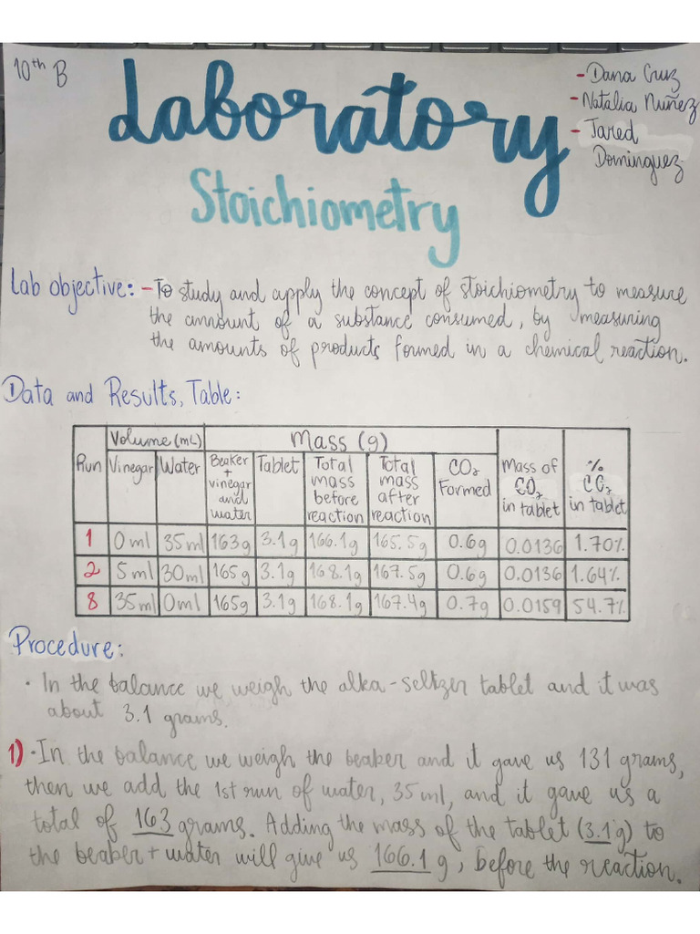 Lab, Stoichiometry | PDF