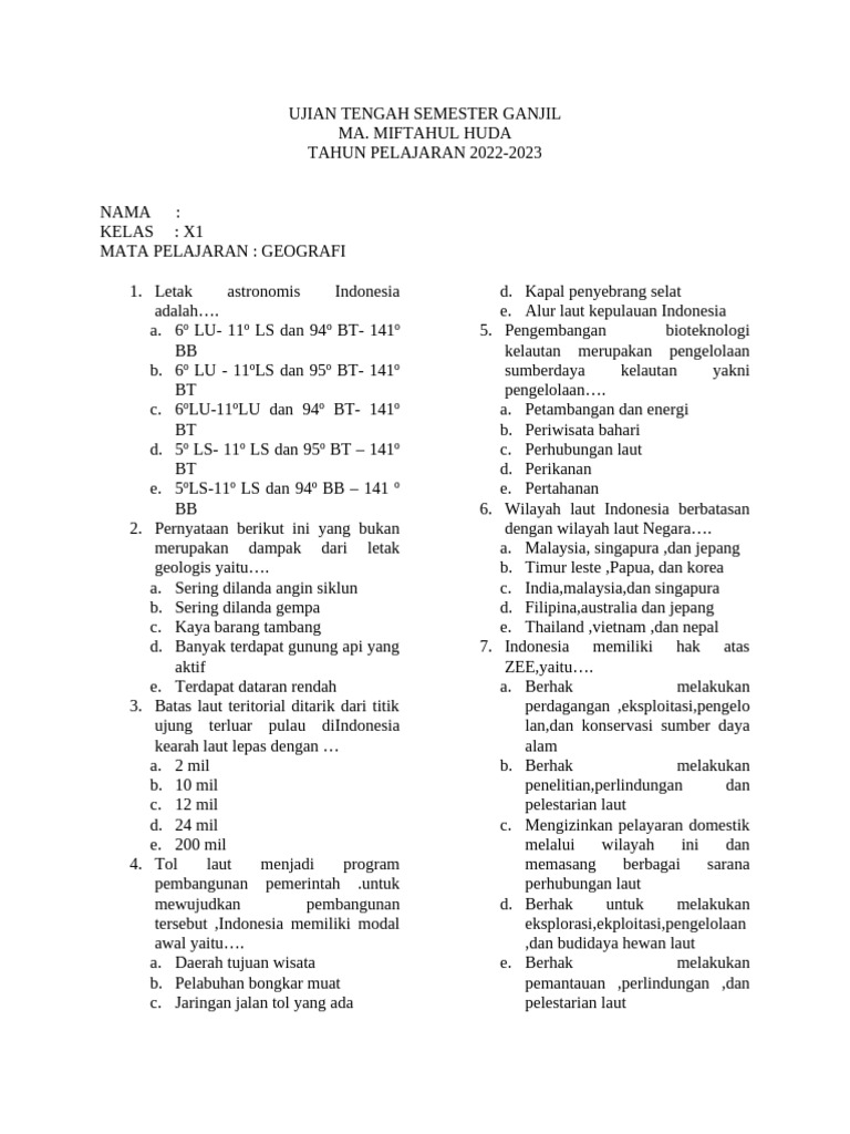 Penilaian Akhir Semester Ganjil 2023 - 2024 | PDF