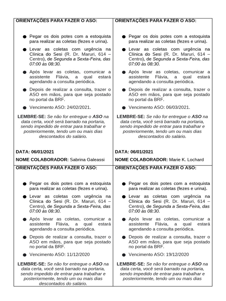 Orientações para Fazer o Aso | PDF