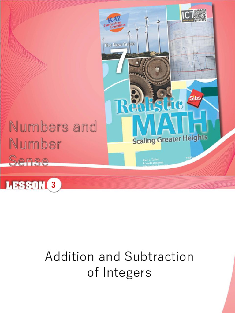 Q2 Math 7 Lesson 3 - Addition and Subtraction of Integers | PDF
