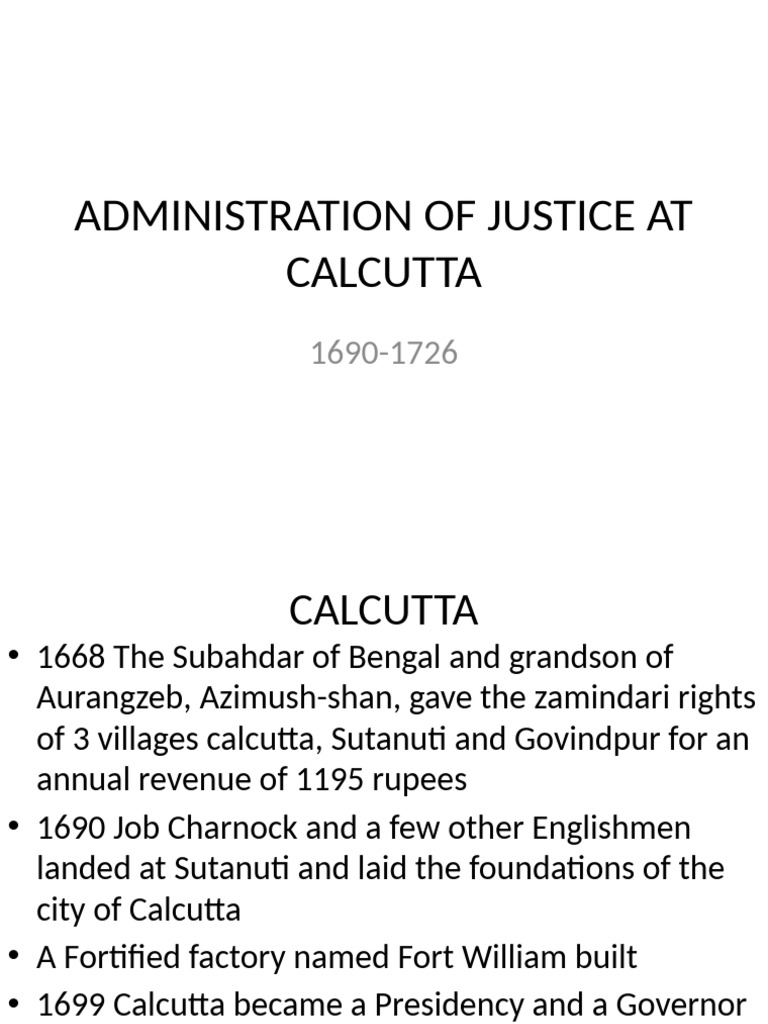 Administration of Justice at Calcutta | PDF