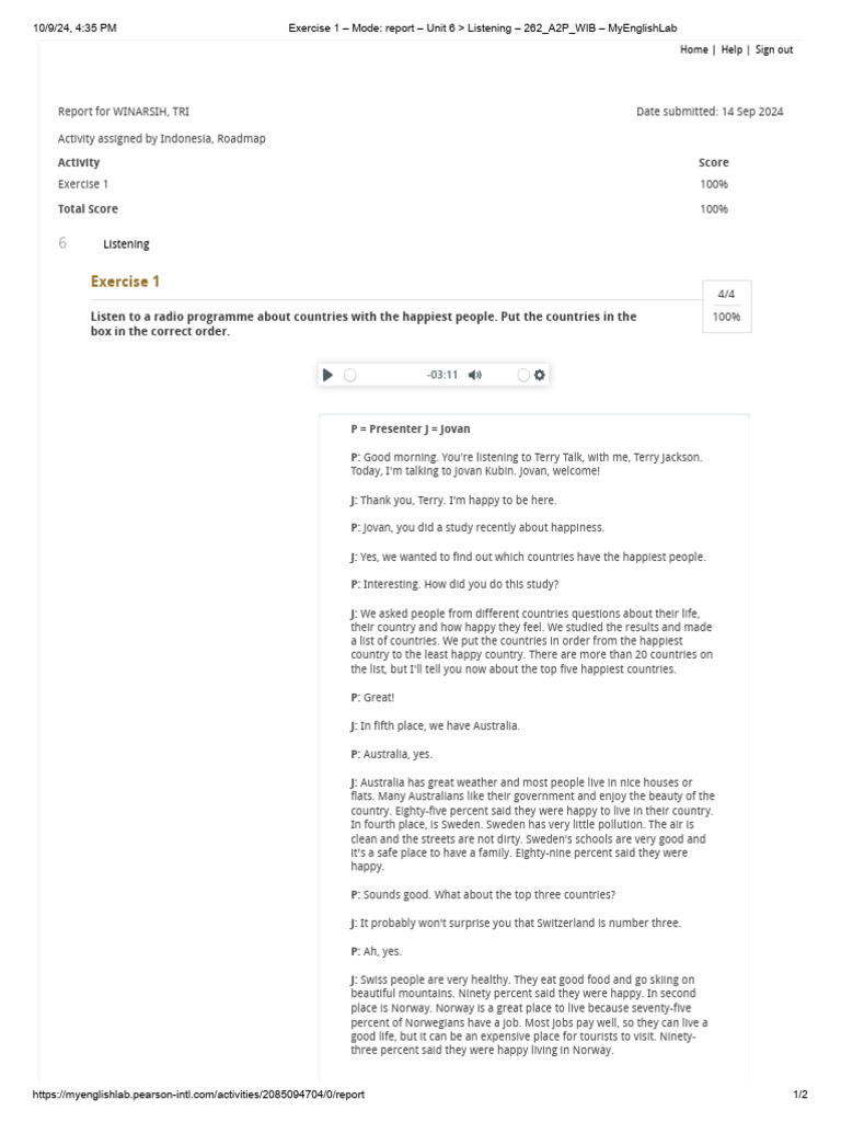 Exercise 1 - Mode - Report - Unit 6 - Listening - 262 - A2P - WIB ...