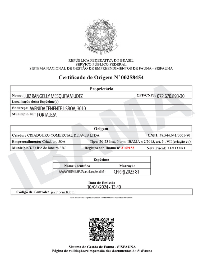 Arara Vermelha: Origem e Criadouro | PDF