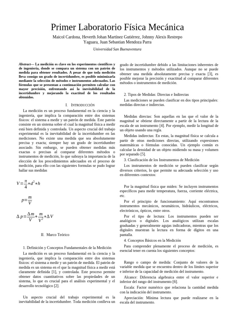 Lab1 - Fisica Mecanica | PDF Lab1 - Fisica Mecanica | PDF