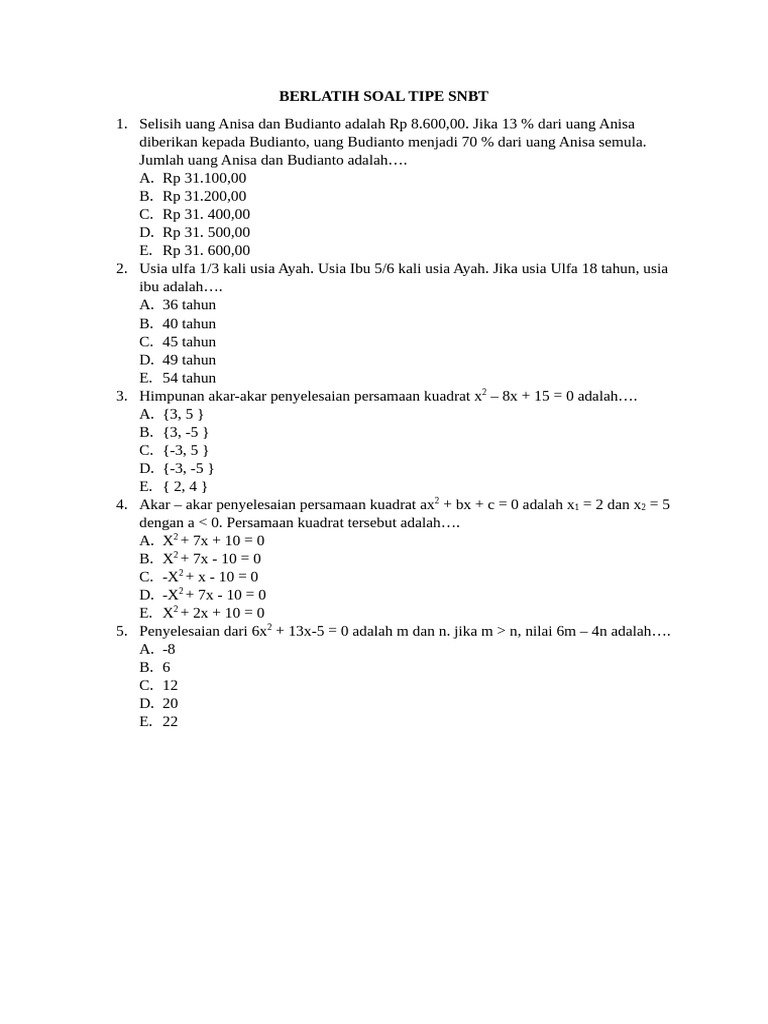 Berlatih Soal Tipe SNBT | PDF