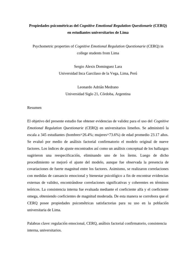 Adaptación CERQ Universitarios Lima | PDF