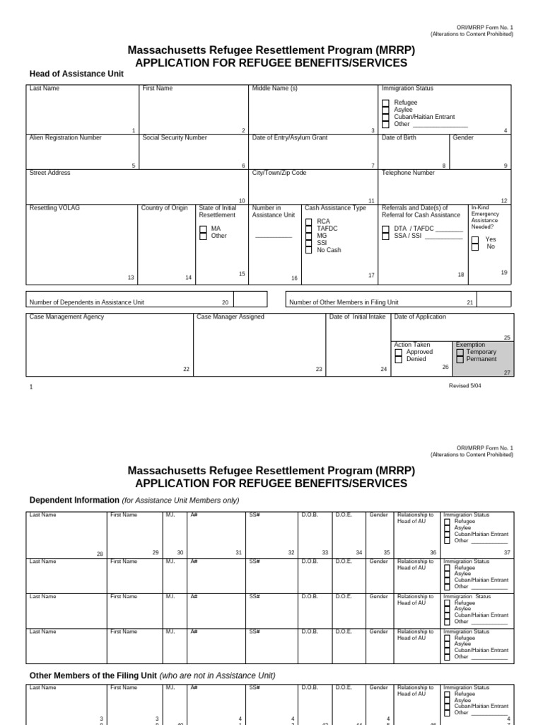 p Form 1 Mrrp Application | PDF