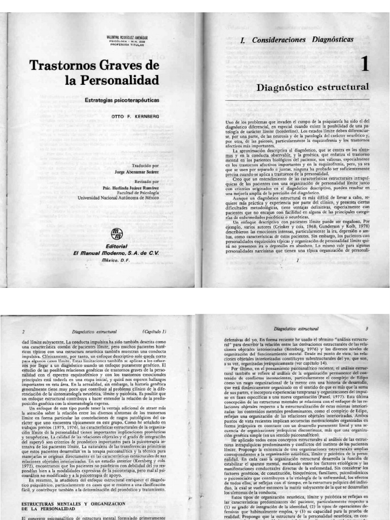 Personalidad I-Otto Kernberg- Trastornos graves de la Personalidad | PDF