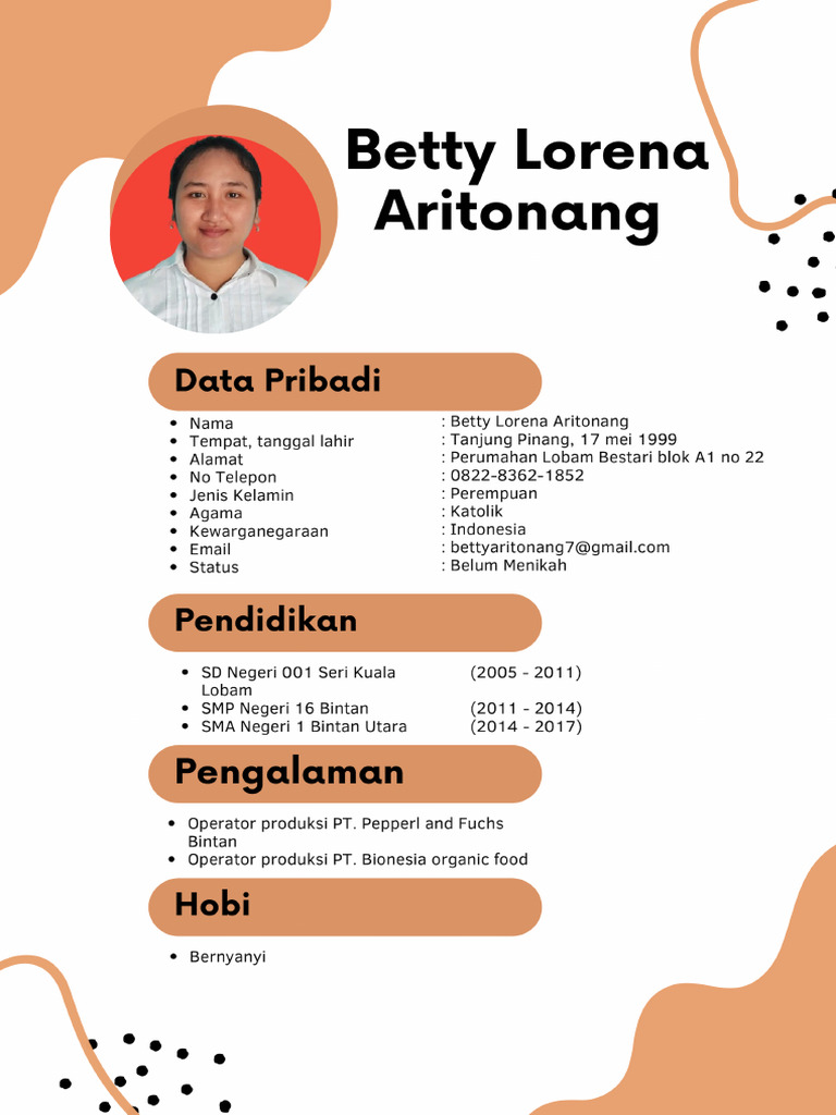 CV Betty Lorena Aritonang | PDF
