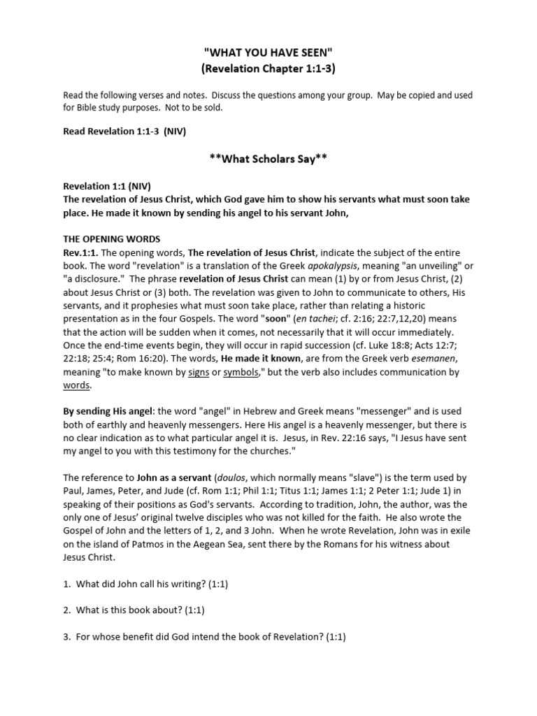 Understanding Revelation 1:1-3 Insights | PDF | John The Apostle ...