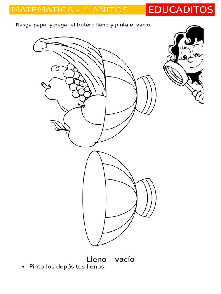 Lleno y Vacio Actividad para Niños de 4 Años | PDF