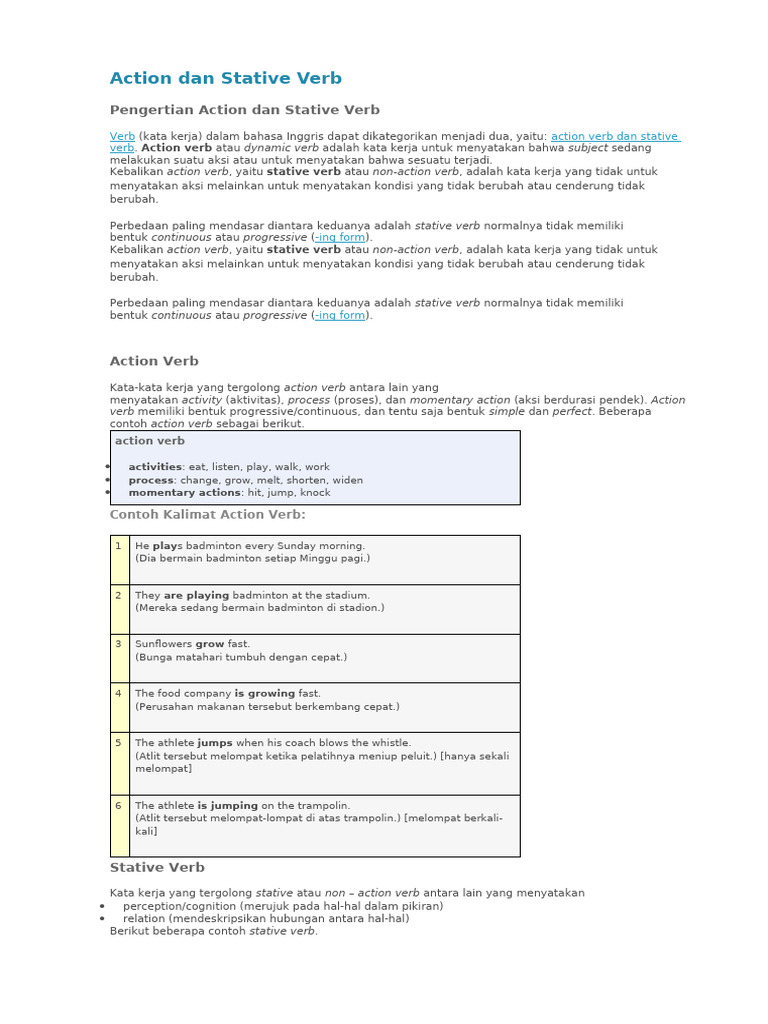 Action Dan Stative Verb | PDF