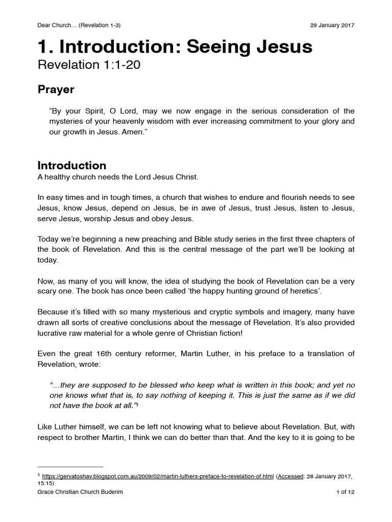 Introduction Seeing Jesus Revelation 1.1 20 | PDF