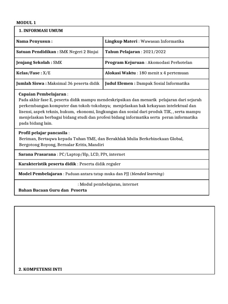 1 Modul Ajar - Dampak Sosial Informatika (DSI) Irfanudin | PDF