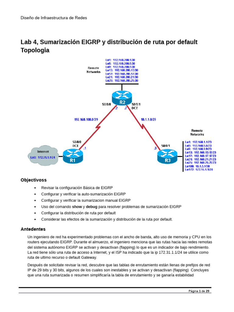 Lab 04 EIGRP Sumarizaci N V2 | PDF | Enrutador (Computación) | Computadoras