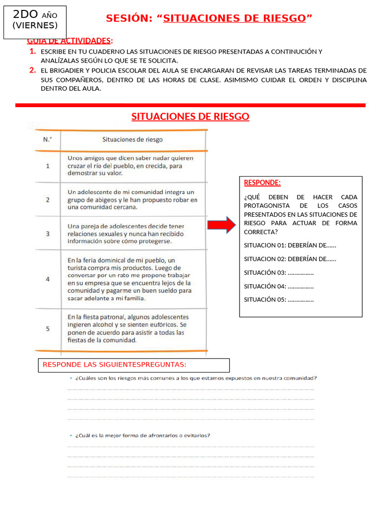 Sesión 2do Dpcc-Situaciones Riesgo | PDF