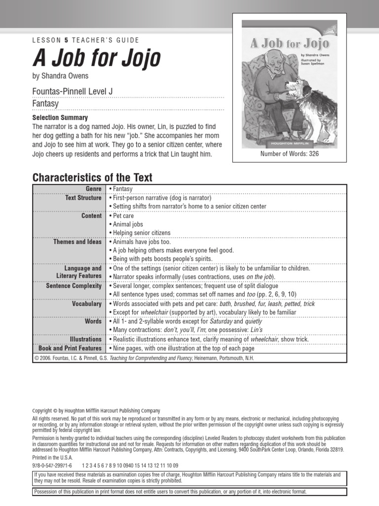 A Job For Jojo TG | PDF