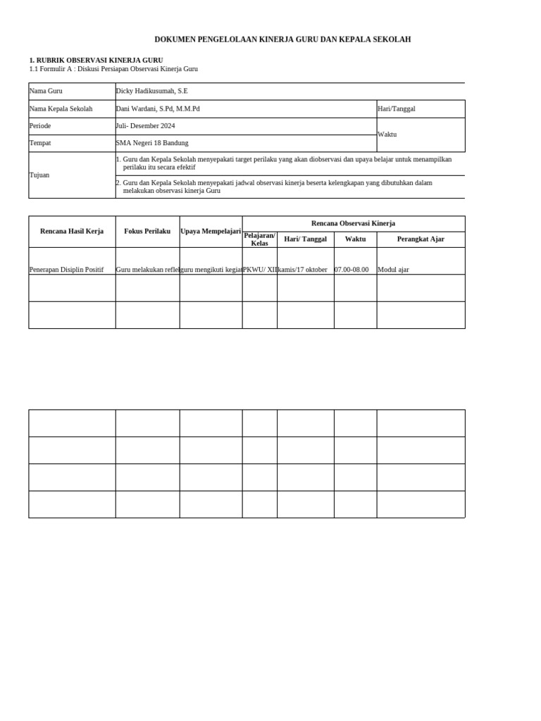 Format Penilaian Observasi Di Kelas Untuk PMM | PDF | Karier & Perkembangan