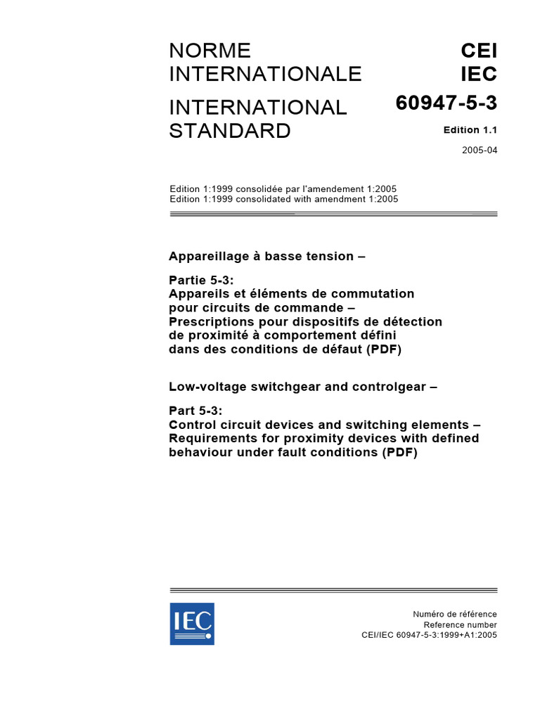 IEC 60947-5-3 - Tel. @electrical - Standards | PDF
