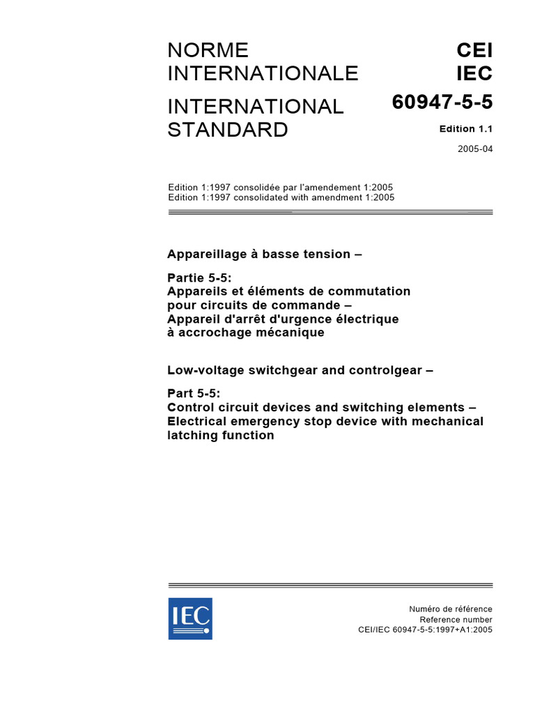 IEC 60947-5-5 - Tel. @electrical - Standards | PDF
