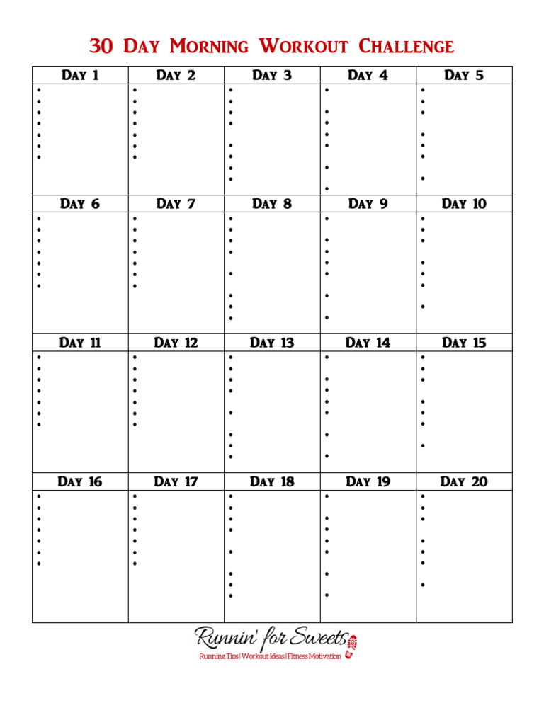 30 Day Morning Workout Challenge | PDF