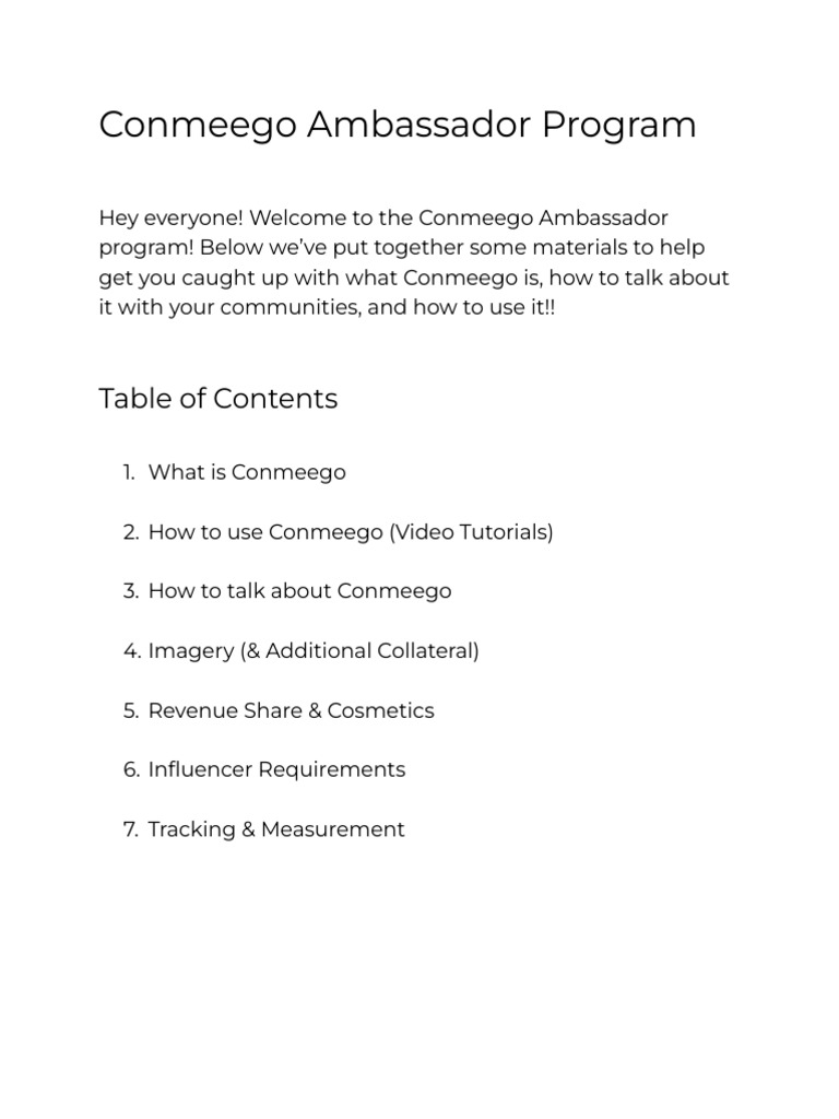 Conmeego Streamer Ambassador Program (SYFT) | PDF