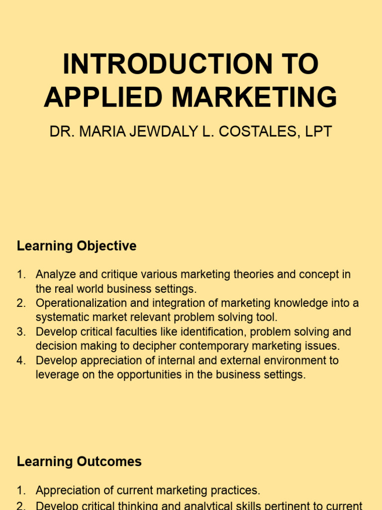 Introduction To Applied Marketing | PDF