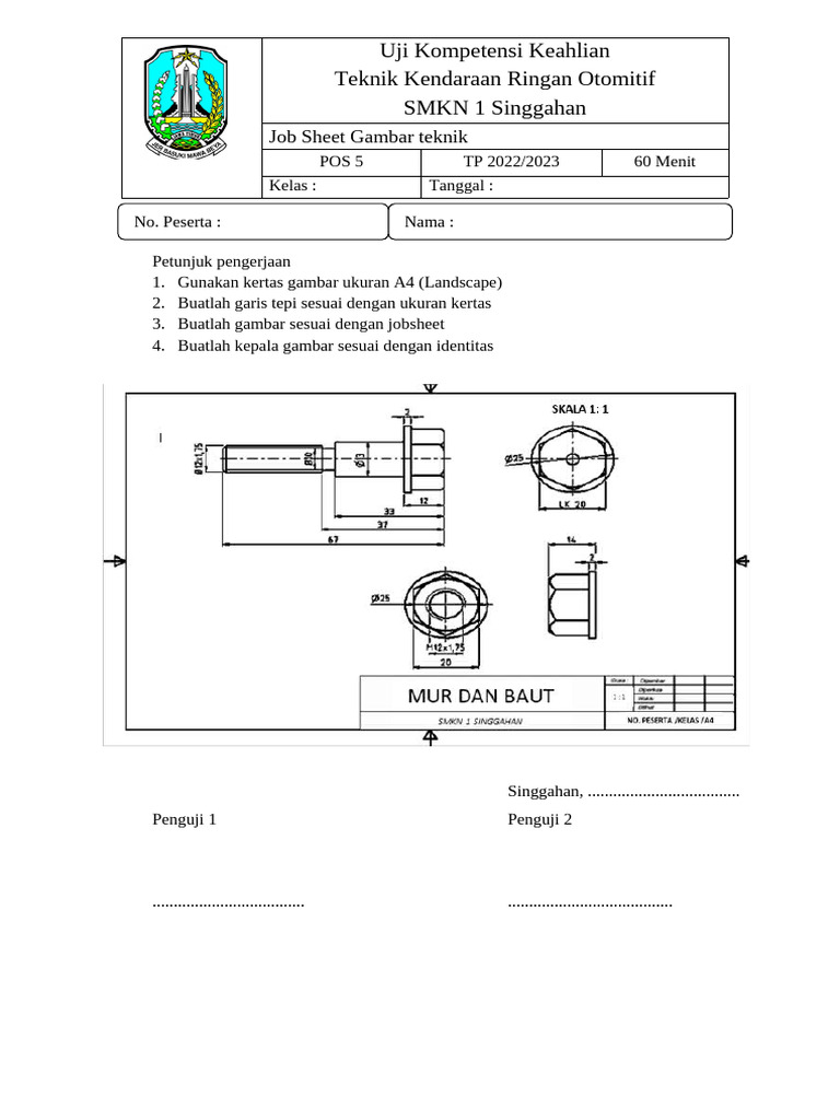 Job Sheet Ukk Gambar Teknik | PDF