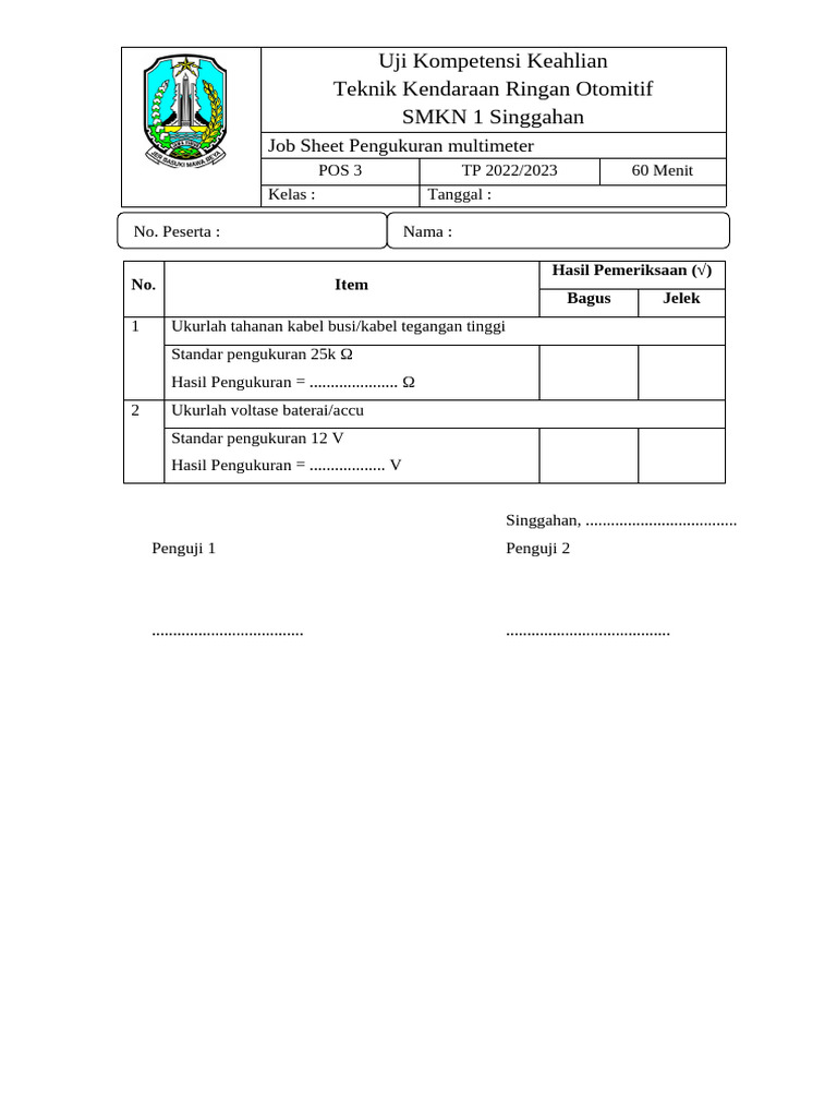 JOB SHEET UKK MULTIMETER | PDF