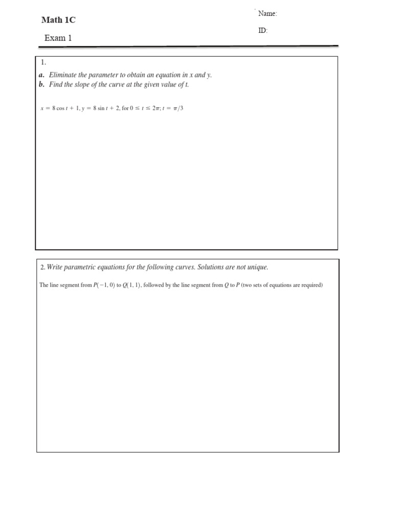 Math 1c Exam 1 | PDF