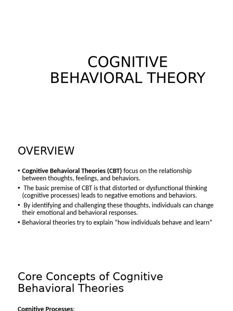 Cognitive Behavioral Theory | PDF
