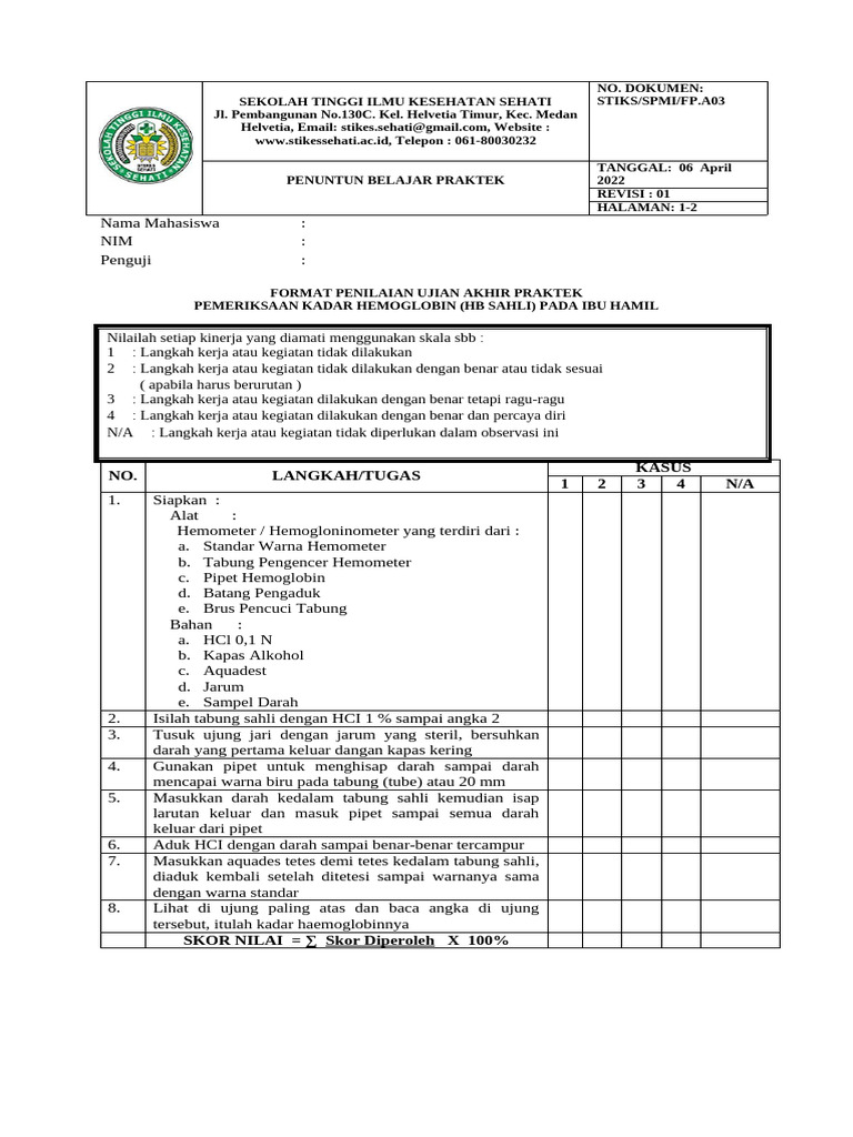 Panduan Hb Sahli Pdf