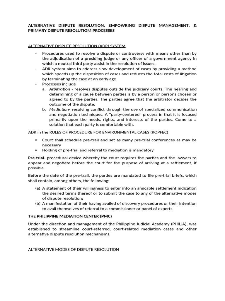 Alternative Dispute Resolution | PDF