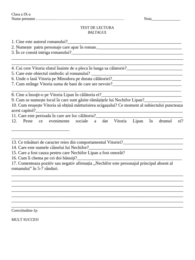 Test de Lectura Interesant | PDF