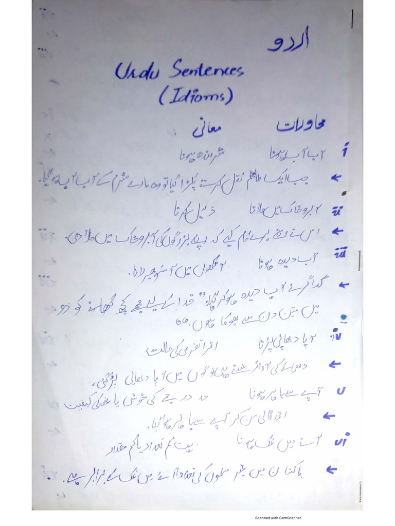 Idiomss Urdu Utmost Important For Masters | PDF