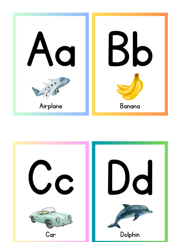 Alphabet Flashcard in Violet Watercolor Illustrative Style | PDF