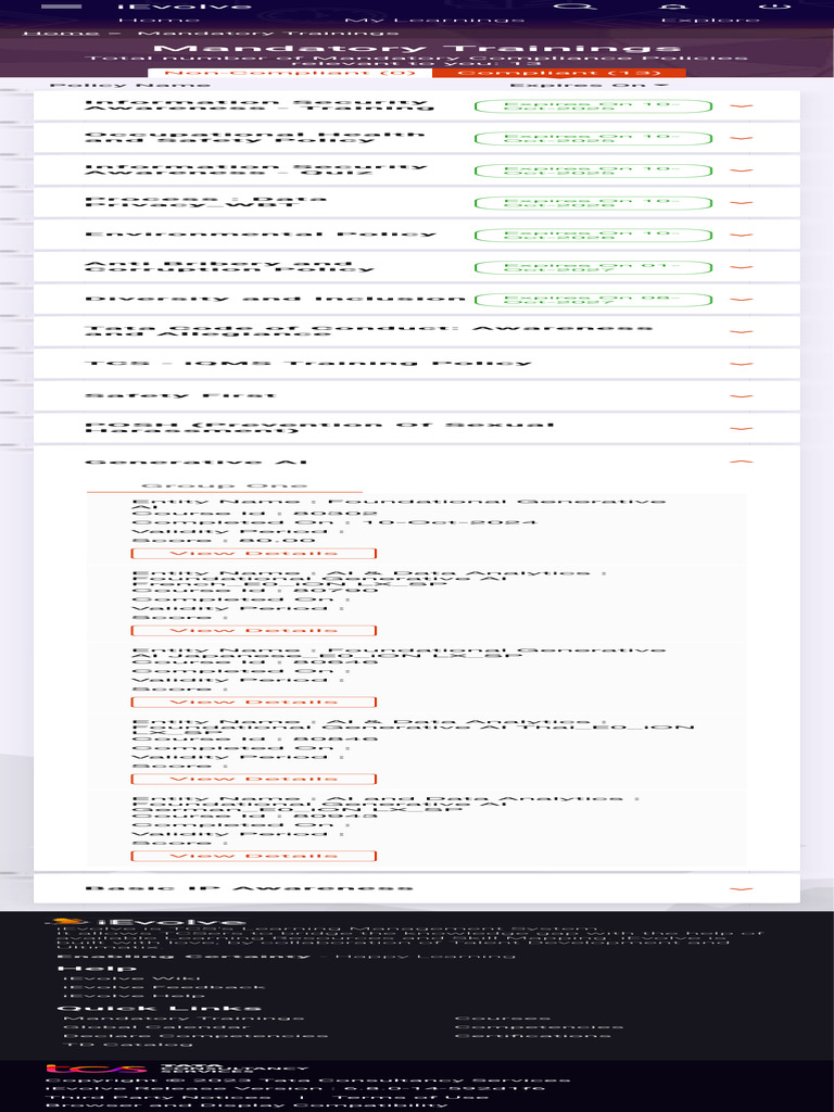 IEvolve Mandatory Training | PDF