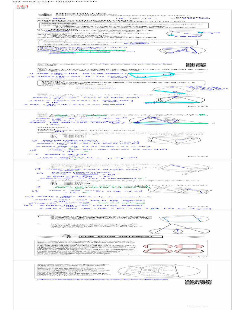 03 WS3 Cyclic Quadrilaterals | PDF