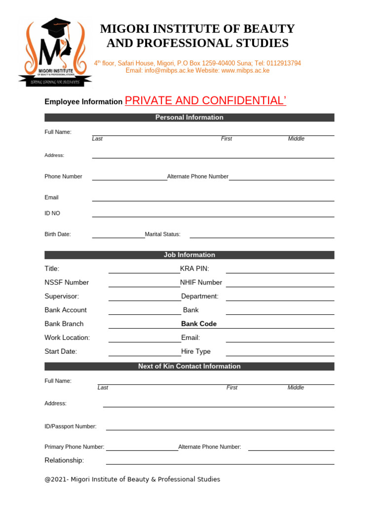 Employee Information Form | PDF
