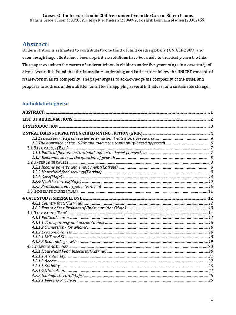 Causes of Undernutrition | PDF