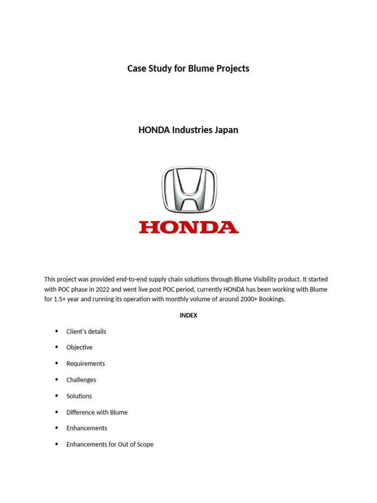 Case Study Honda | PDF
