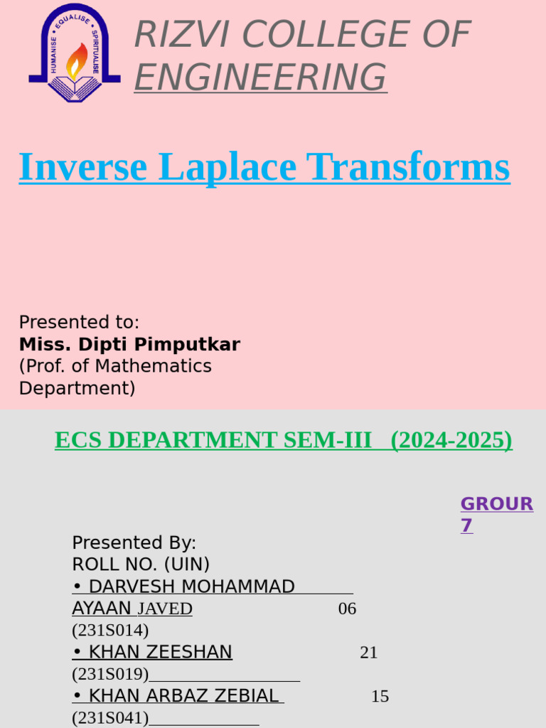 Inverse Laplace Tranform | PDF | Convolution | Laplace Transform Inverse Laplace Tranform | PDF | Convolution | Laplace Transform
